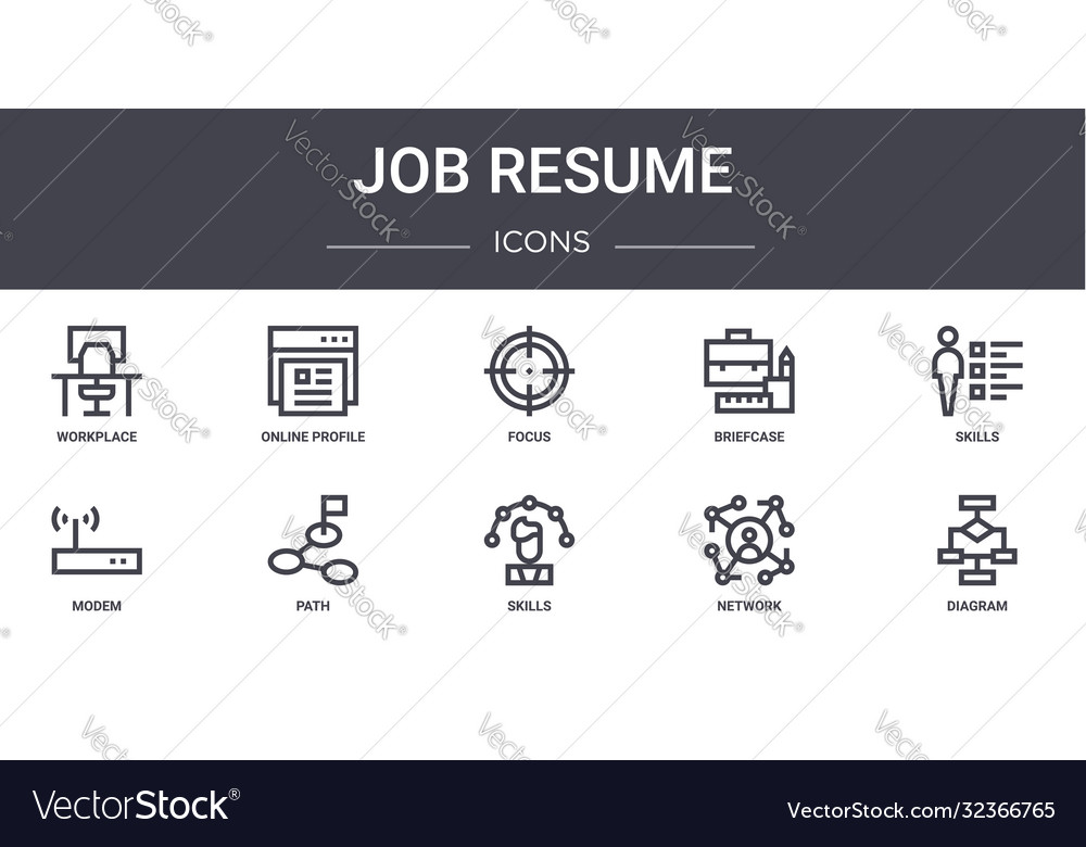 Job resume concept line icons set contains icons Vector Image