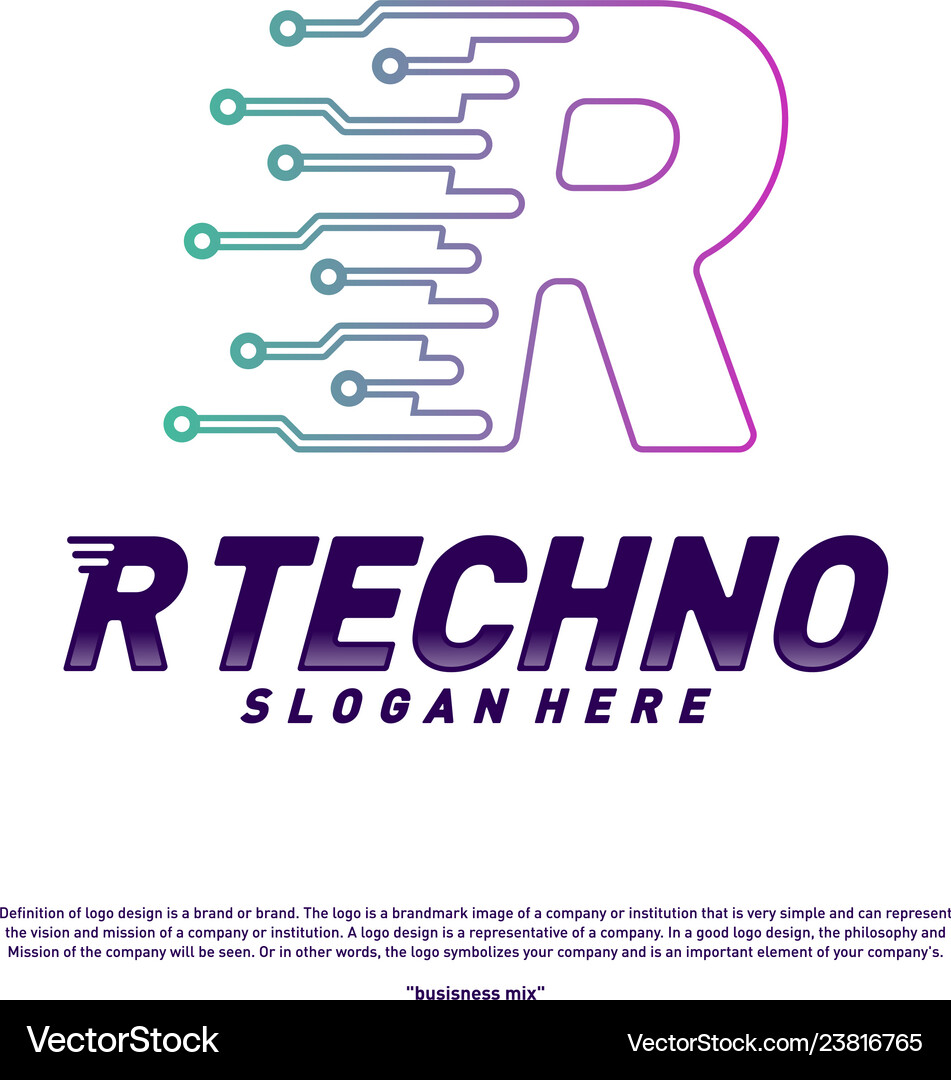 Letter r digital logo design concept initial Vector Image