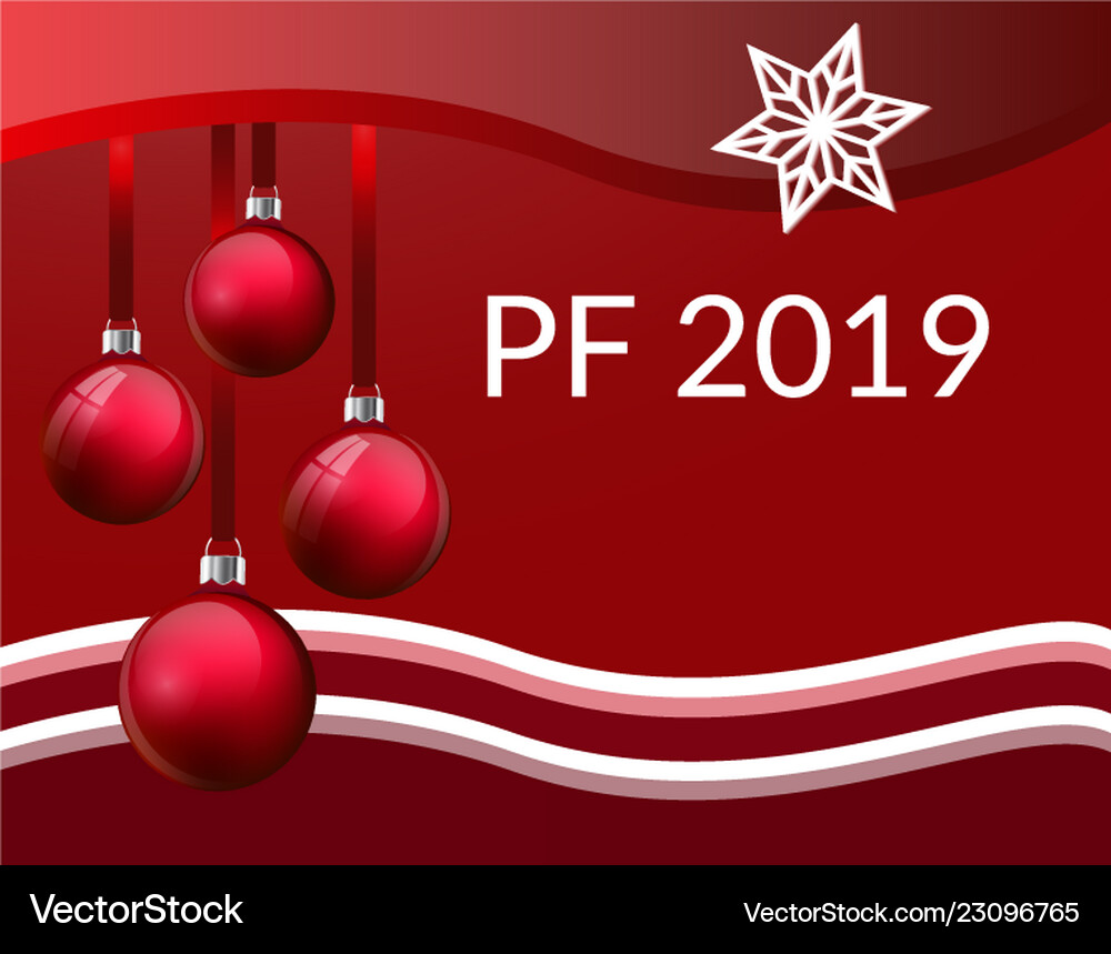 Pf christmas greeting card design with realistic Vector Image