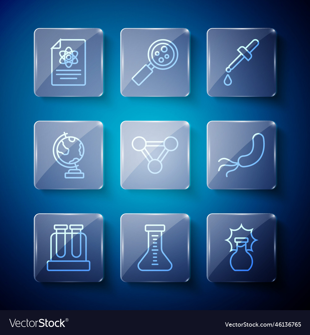Set Line Test Tube Explosion In The Flask Vector Image
