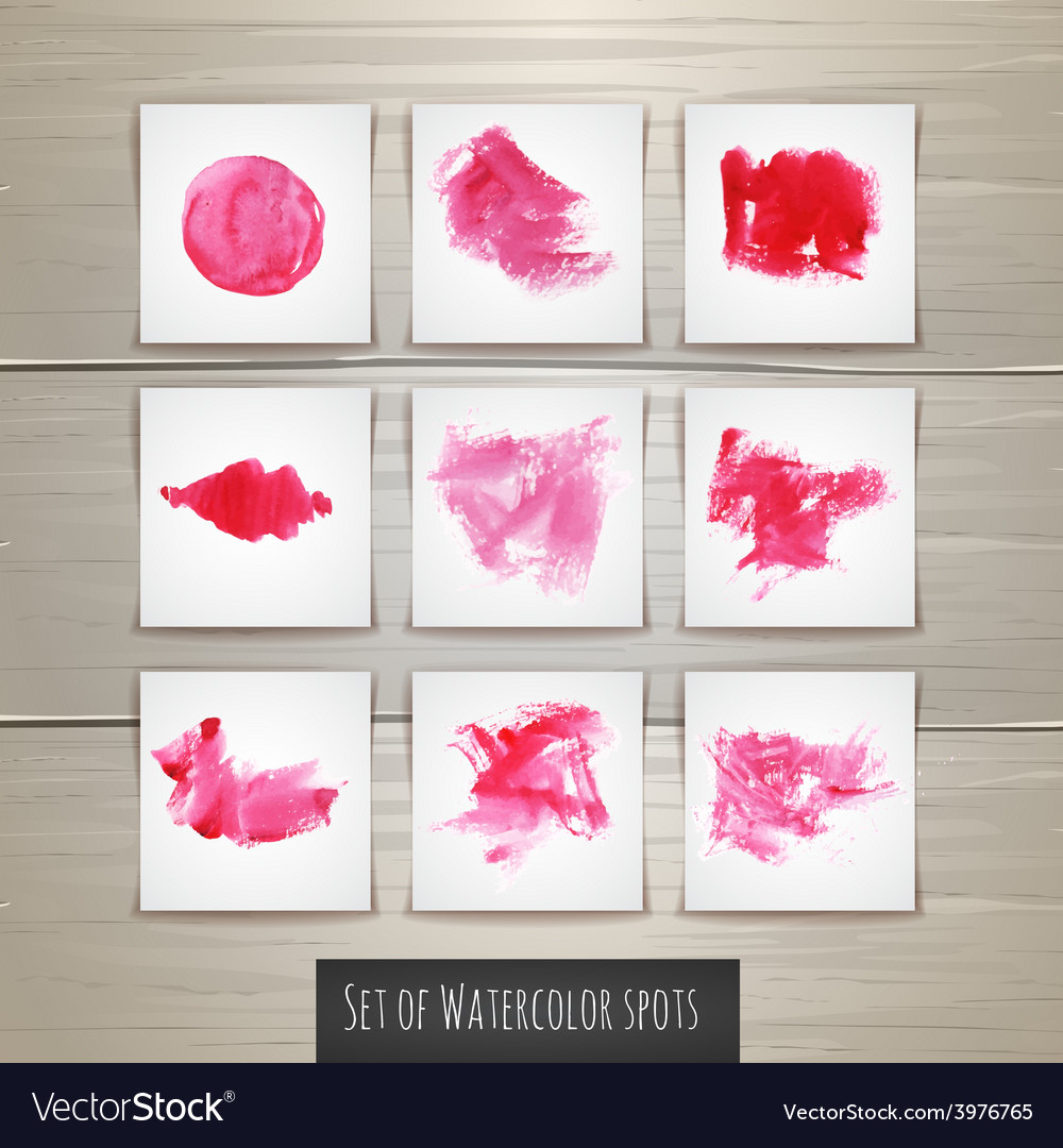 Set of bright red watercolor brush strokes Vector Image