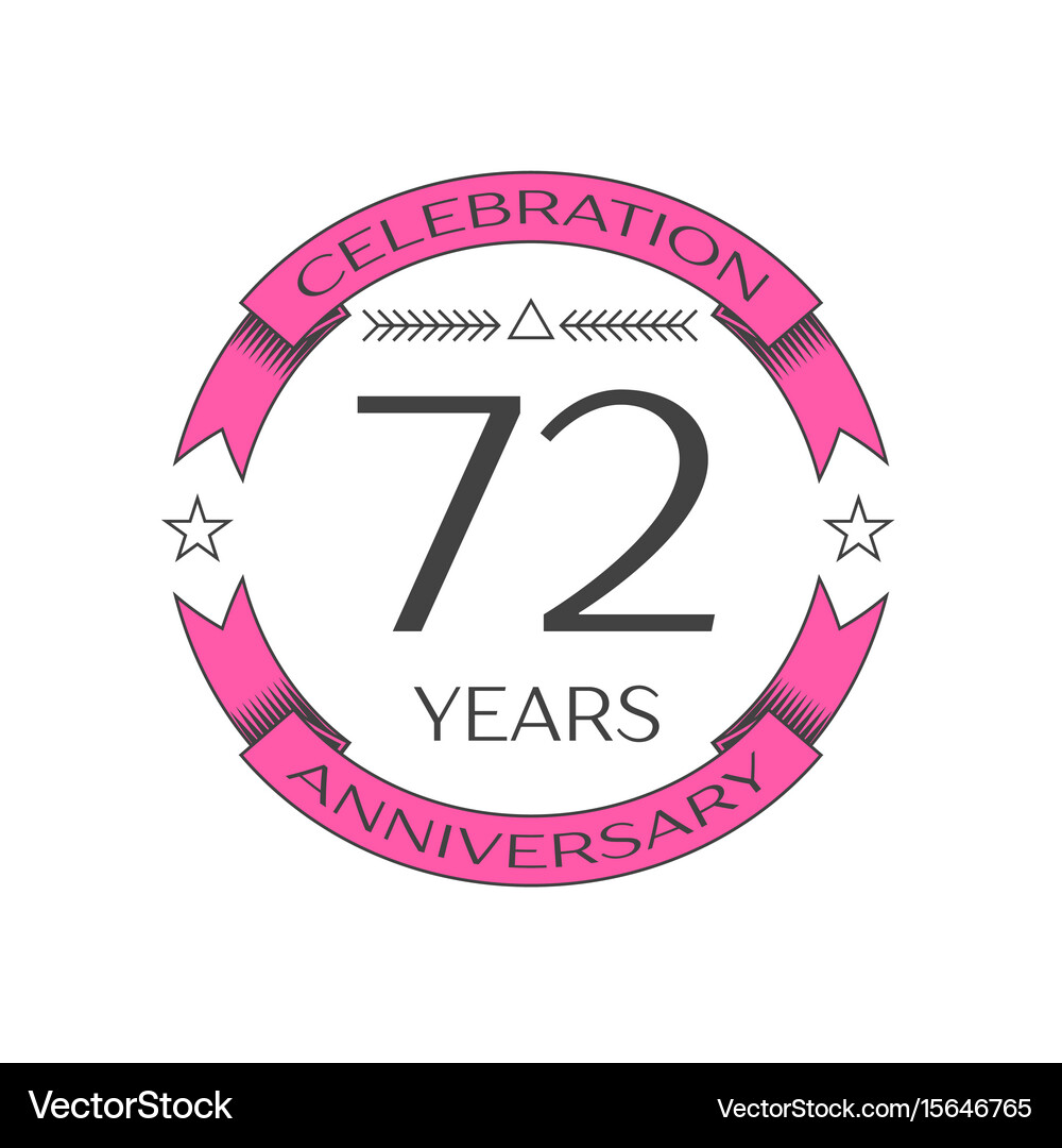 Seventy two years anniversary celebration logo Vector Image