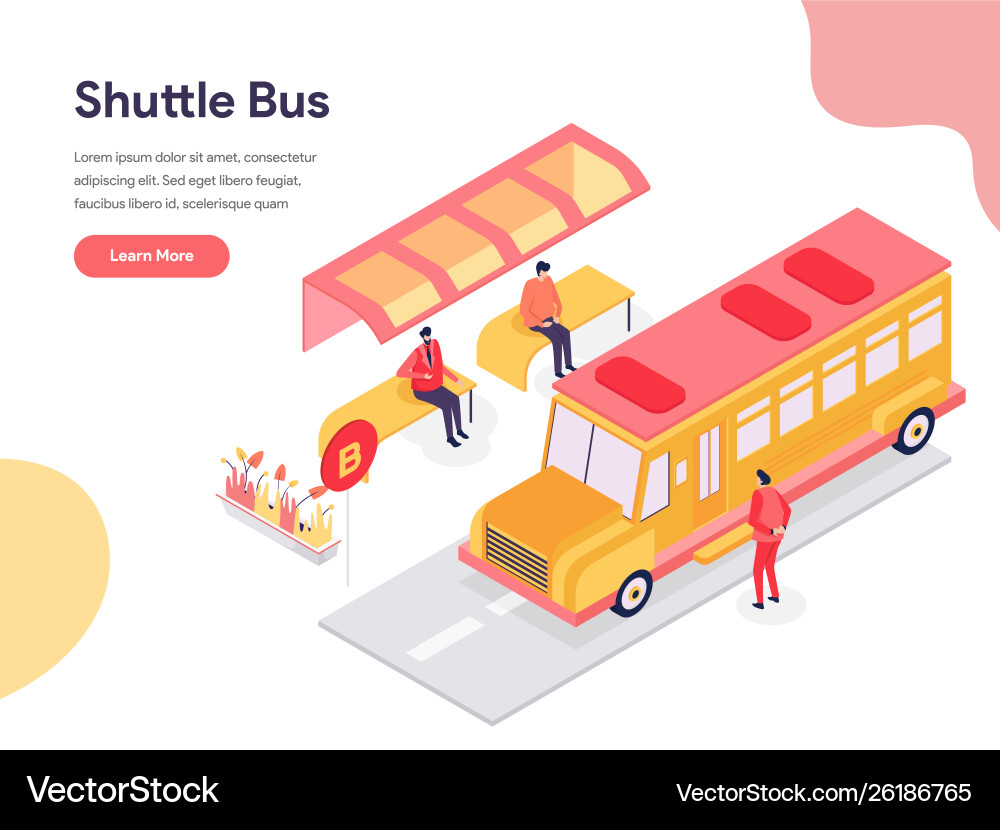 Shuttle bus concept isometric design concept of Vector Image