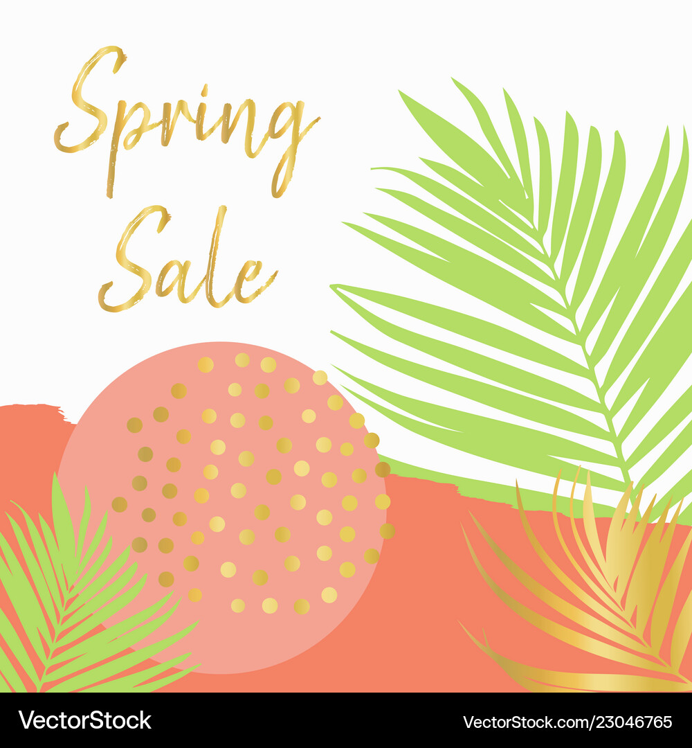 Spring sale poster template peach green Royalty Free Vector