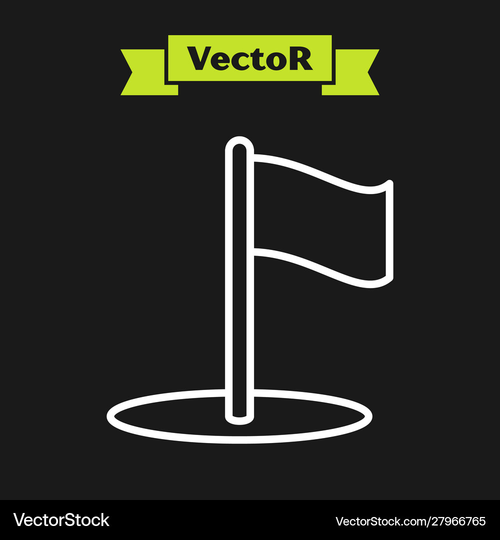 White line flag icon isolated on black background Vector Image