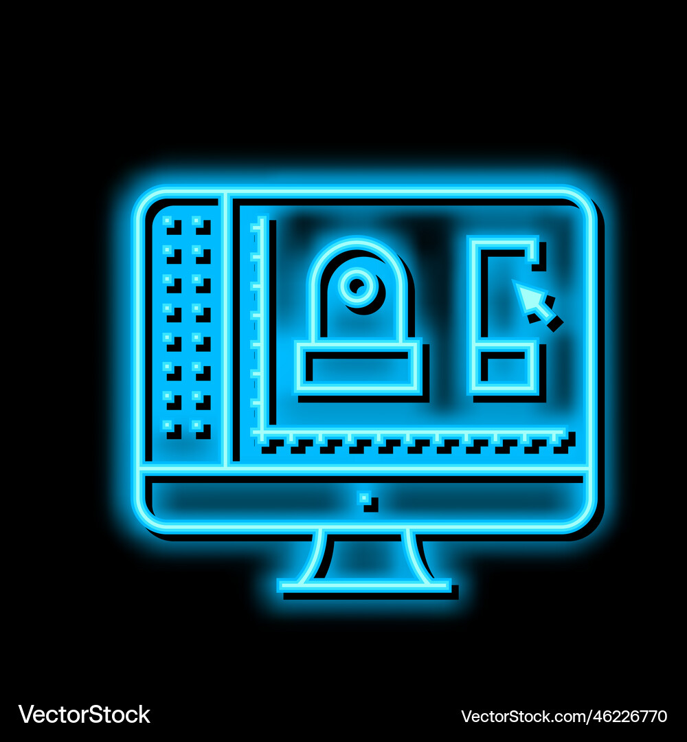 3d in mechanical design neon glow icon Royalty Free Vector