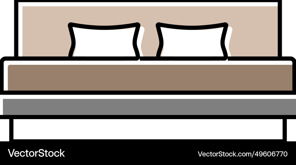 Bed minimalistic stylish color icon Royalty Free Vector