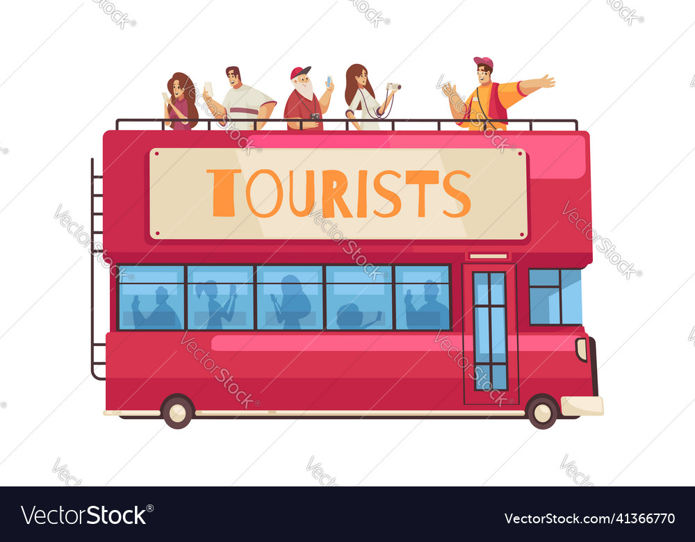 Bus excursion group composition Royalty Free Vector Image