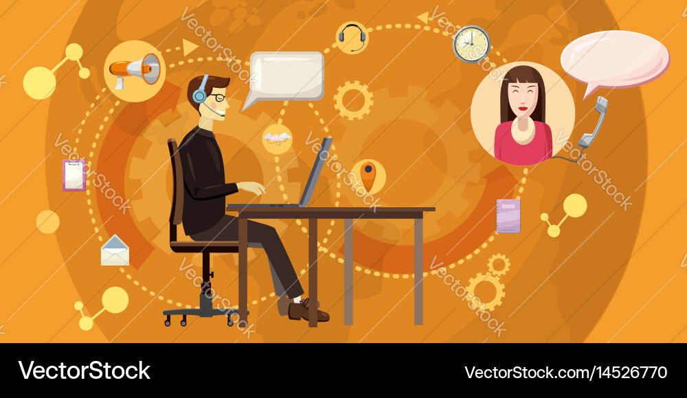 Call center banner horizontal cartoon style Vector Image