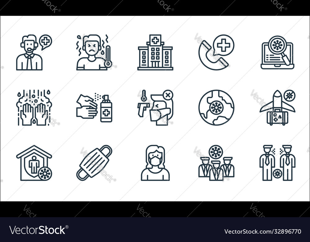 Coronavirus line icons linear set quality line Vector Image