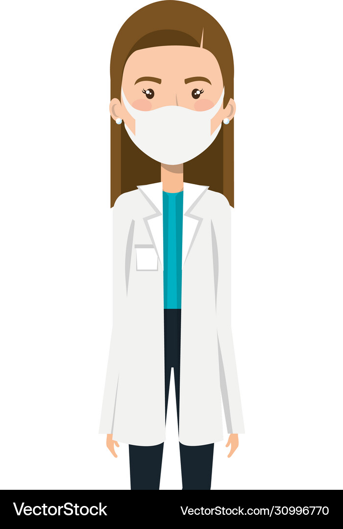 Doctor female using face mask isolated icon Vector Image