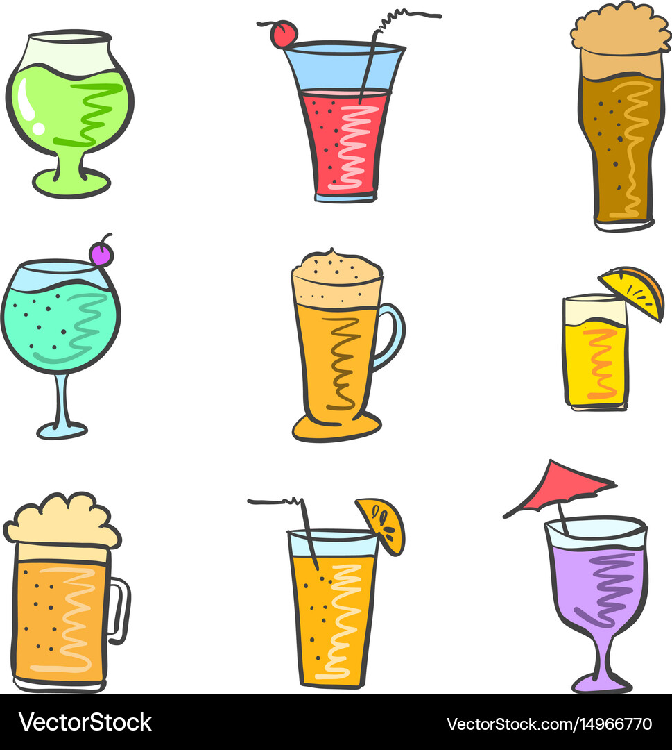 Doodle of drink style various collection Vector Image