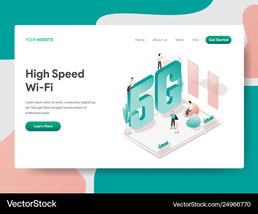 Landing page template high speed wi-fi Royalty Free Vector