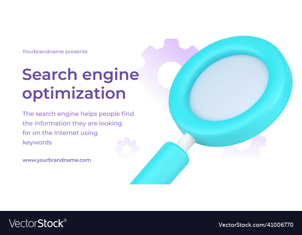 Search engine information with magnifying glass 3d