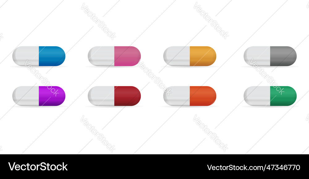 Set of capsule pills Royalty Free Vector Image
