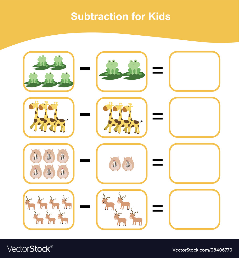 Subtraction for kids counting game preschool Vector Image