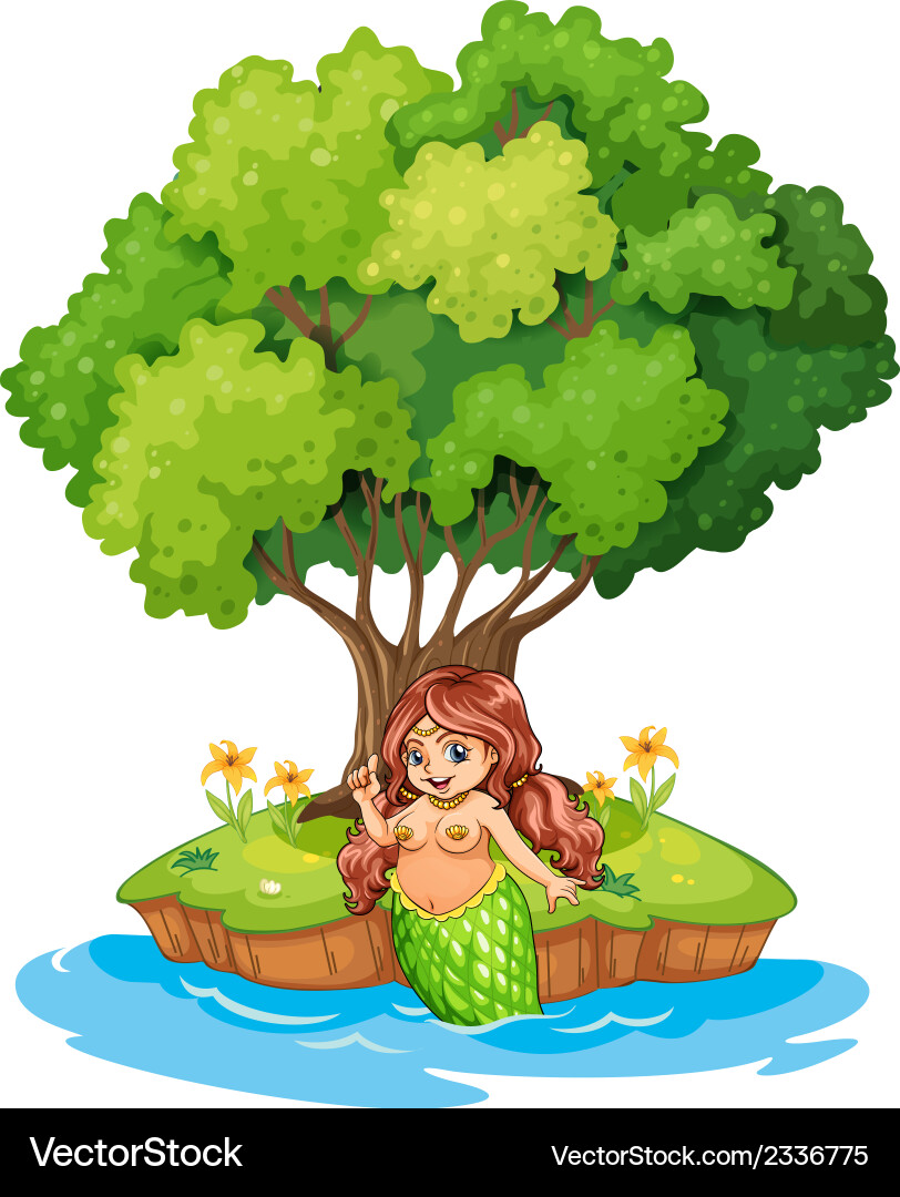 A mermaid resting in the island Royalty Free Vector Image