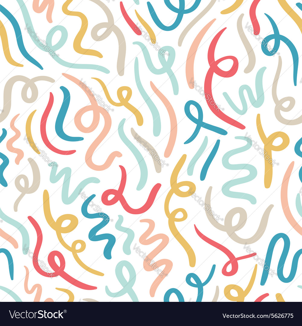Abstract colorful calligraphy seamless pattern Vector Image