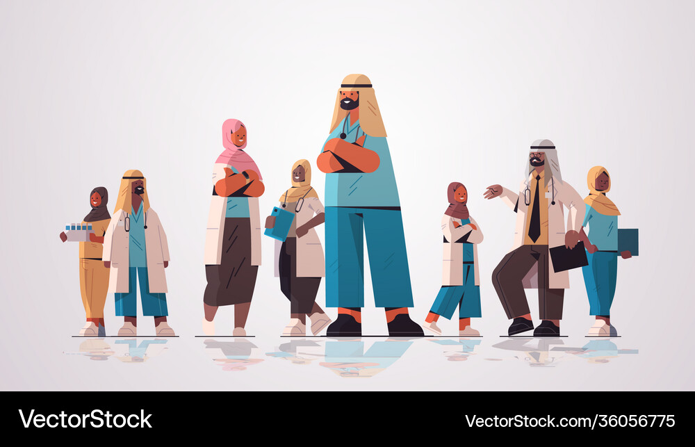 Arabic team medical professionals arab doctors Vector Image