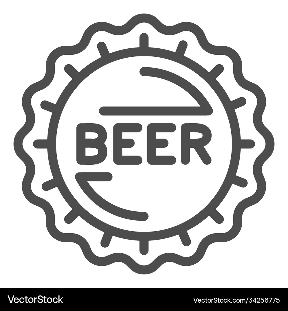 Beer bottle cap line icon craft concept bar Vector Image