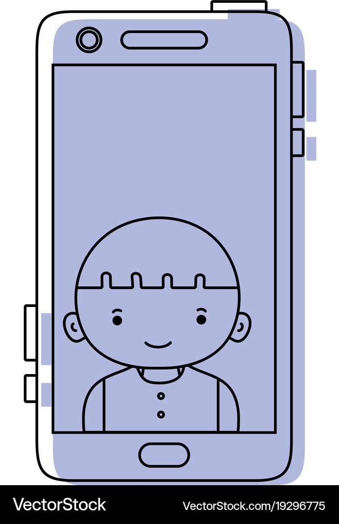 Color smartphone technology with boy person Vector Image