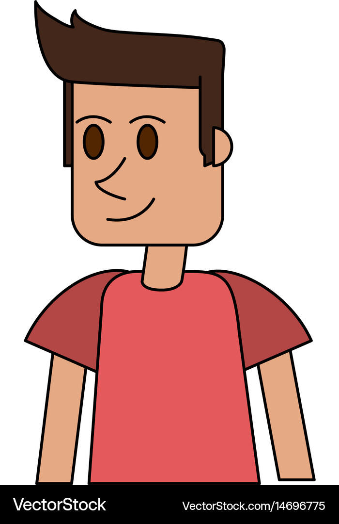 Colorful image cartoon front view half body guy Vector Image