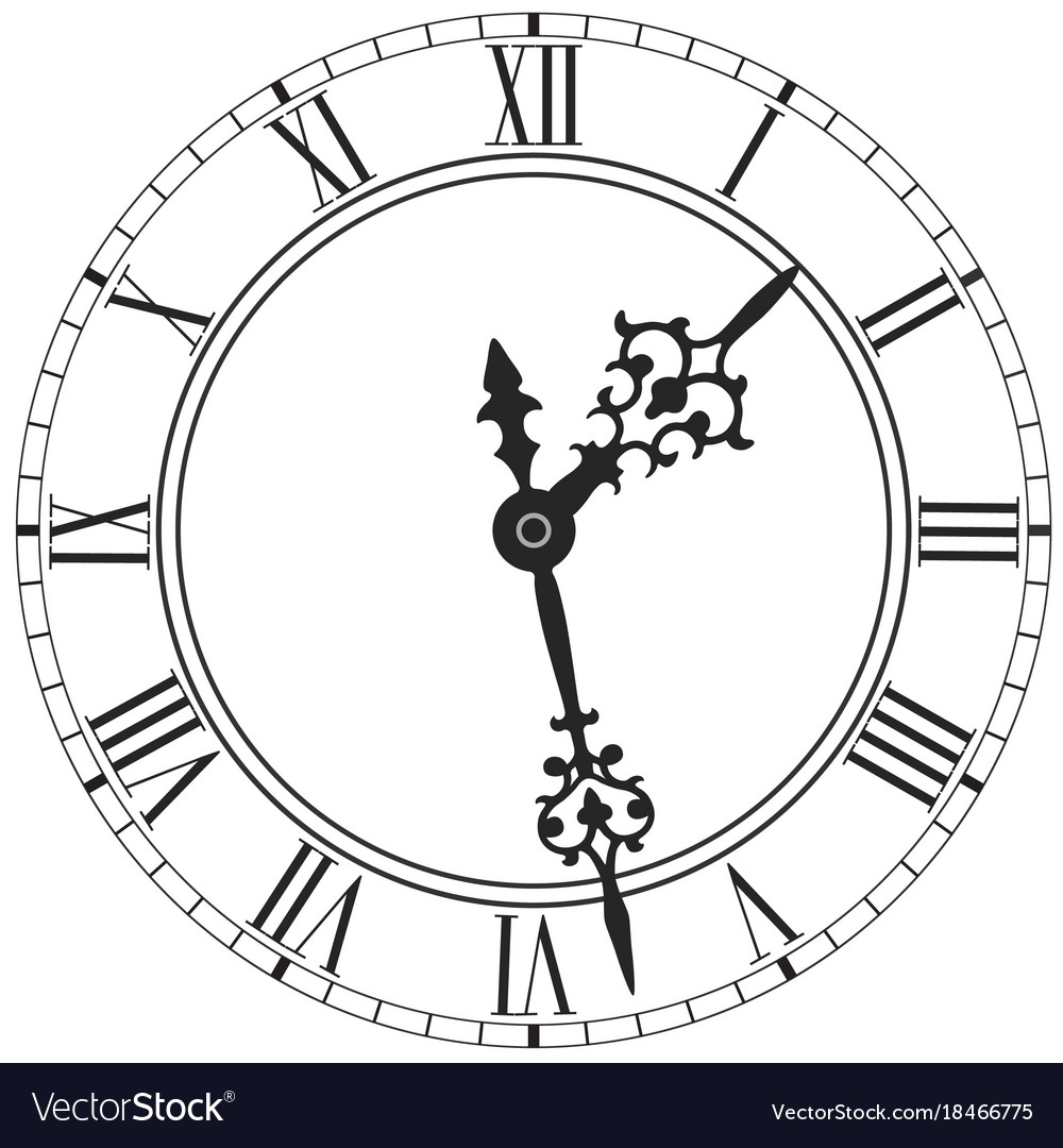 Elegant Clock Face With Roman Numerals Isolated Vector Image