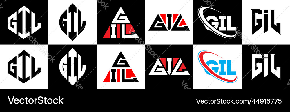 Gil letter logo design in six style polygon Vector Image
