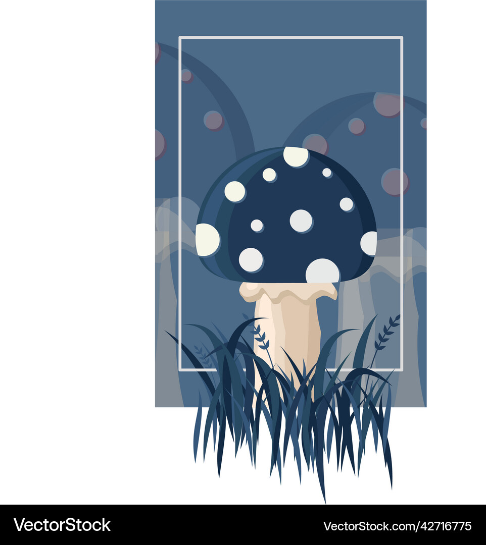 Magic mushrooms isolated mushroom with grass Vector Image
