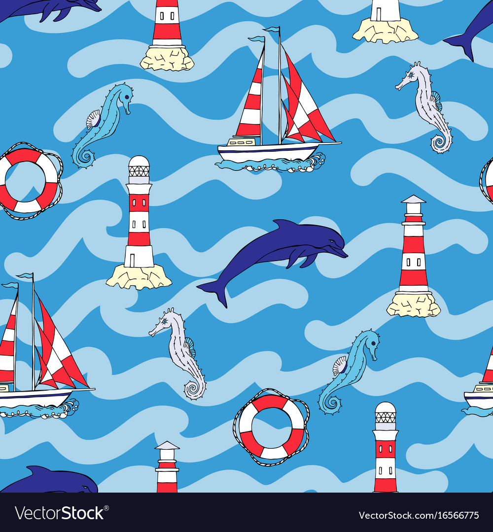 Nautical seamless pattern Royalty Free Vector Image