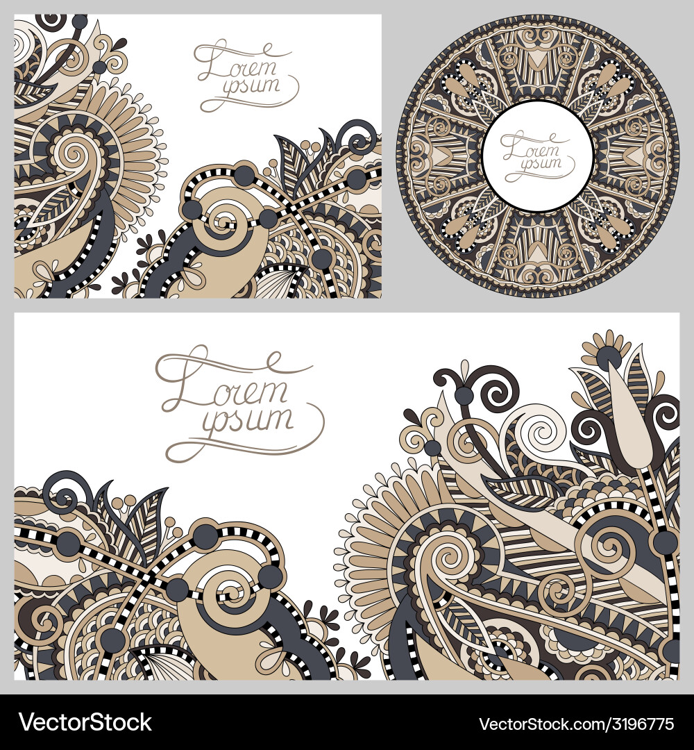Set of floral decorative background template frame