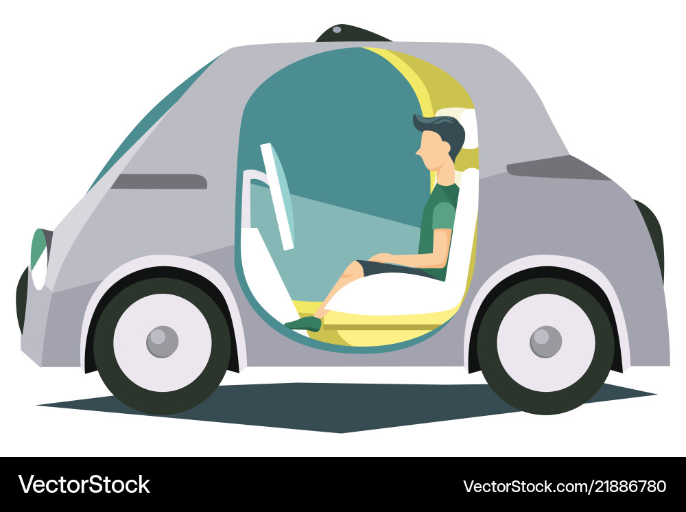 Autonomous smart vehicle with passenger poster Vector Image
