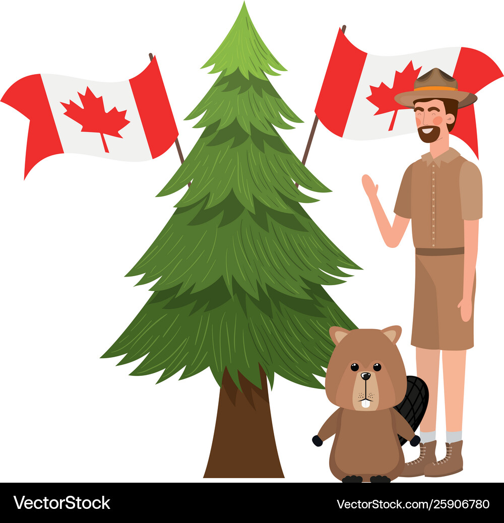 Beaver animal and ranger canada design Royalty Free Vector