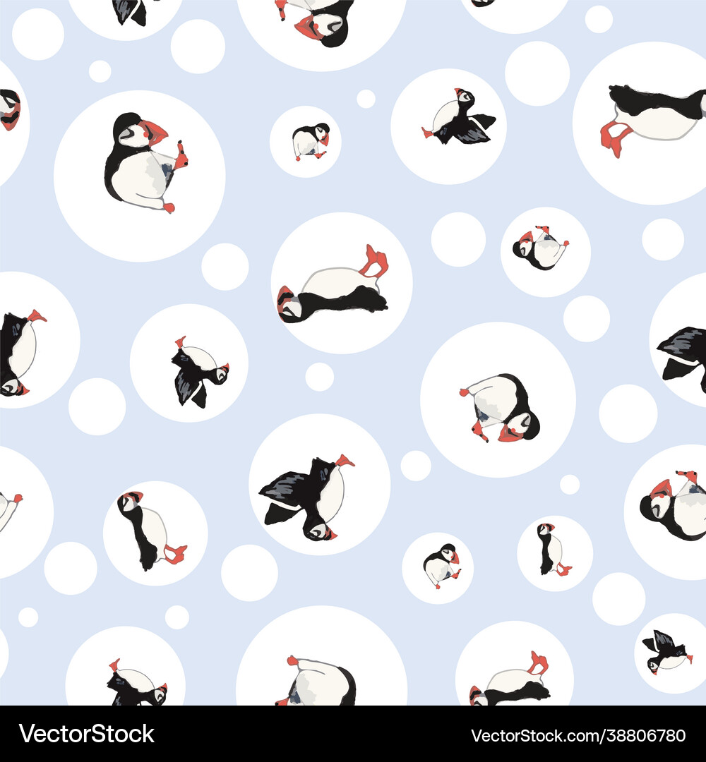 Blue background ocean seabird arctic birds Vector Image