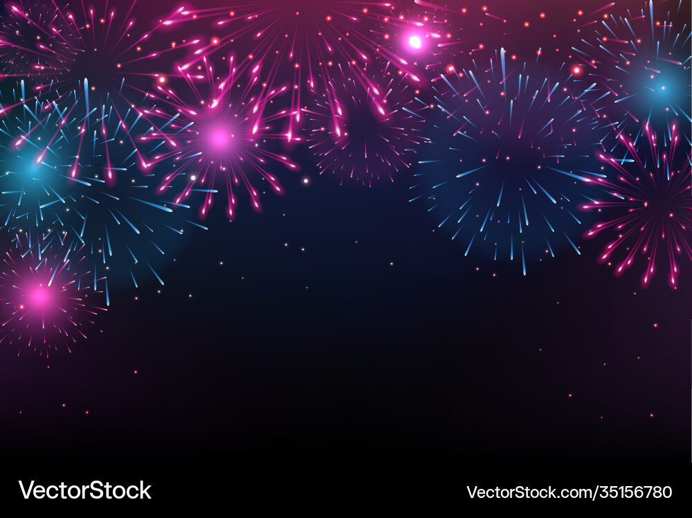 Bright colorful fireworks on night background Vector Image