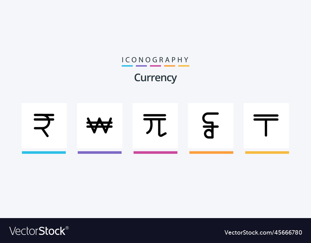 Currency line filled 5 icon pack including cash Vector Image