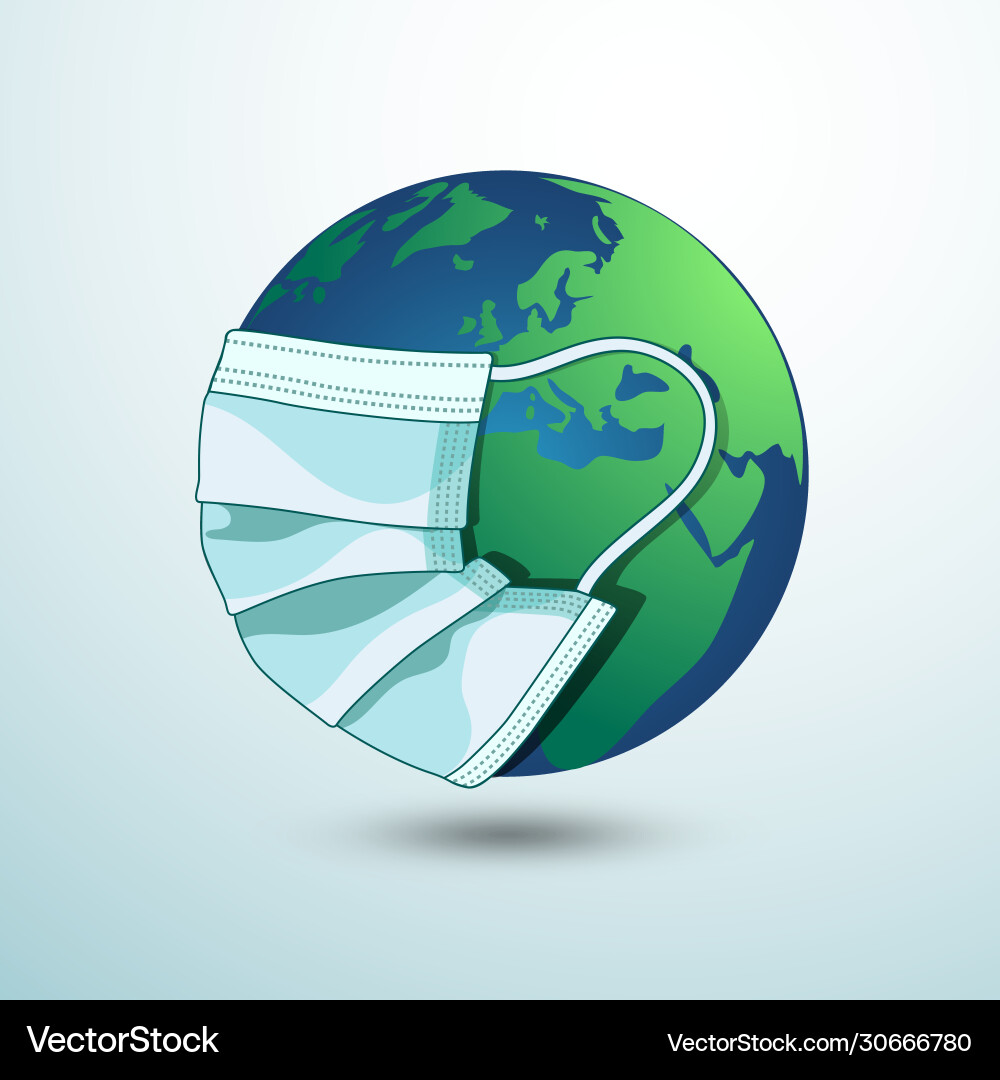 Earth with medical mask Royalty Free Vector Image