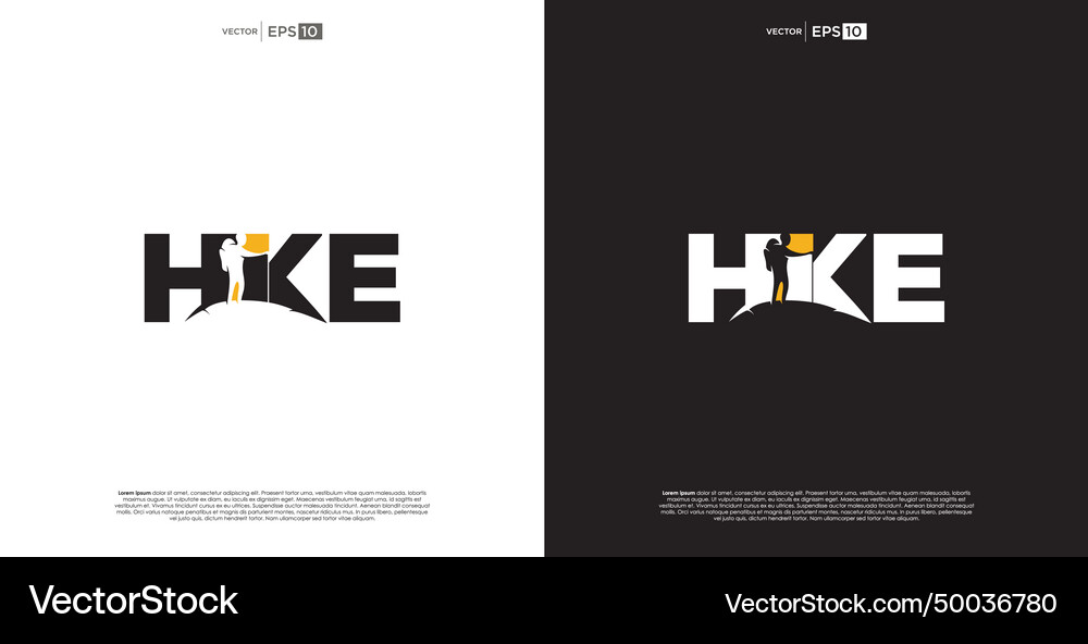 Hiking mountain logo wordmark hike design Vector Image