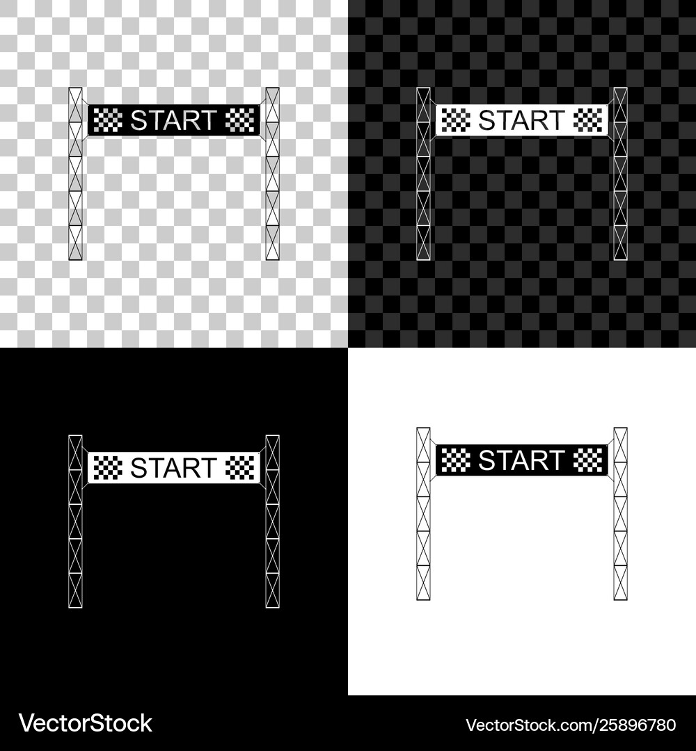 Starting line icon isolated on black white Vector Image