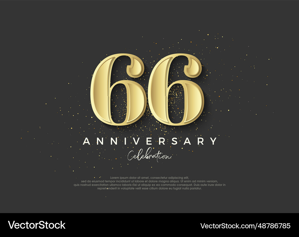 66th anniversary golden premium design Royalty Free Vector