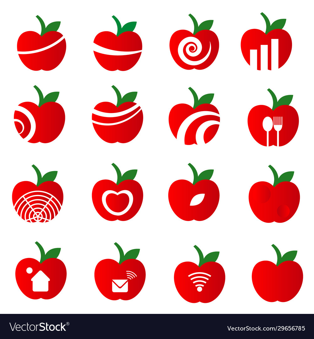Apple icon set on white background Royalty Free Vector Image