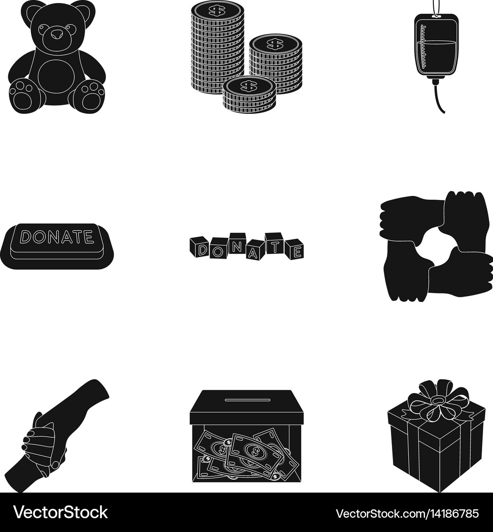 Charitable foundation icons on helping people and Vector Image