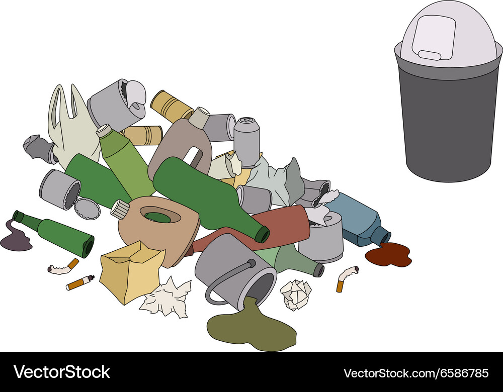 Different kinds of garbage and rubbish bin Vector Image