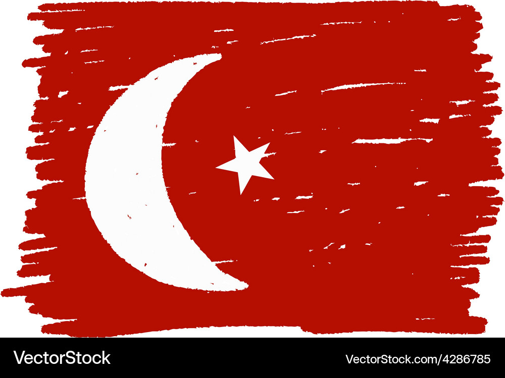 Flag of turkey handmade Royalty Free Vector Image