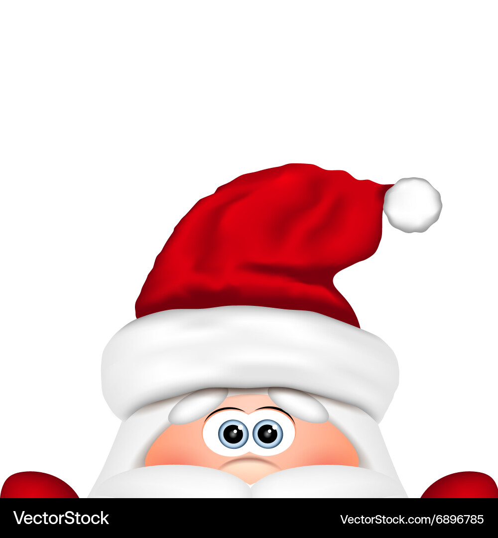 Funny santa peeking out from bottom edge the Vector Image