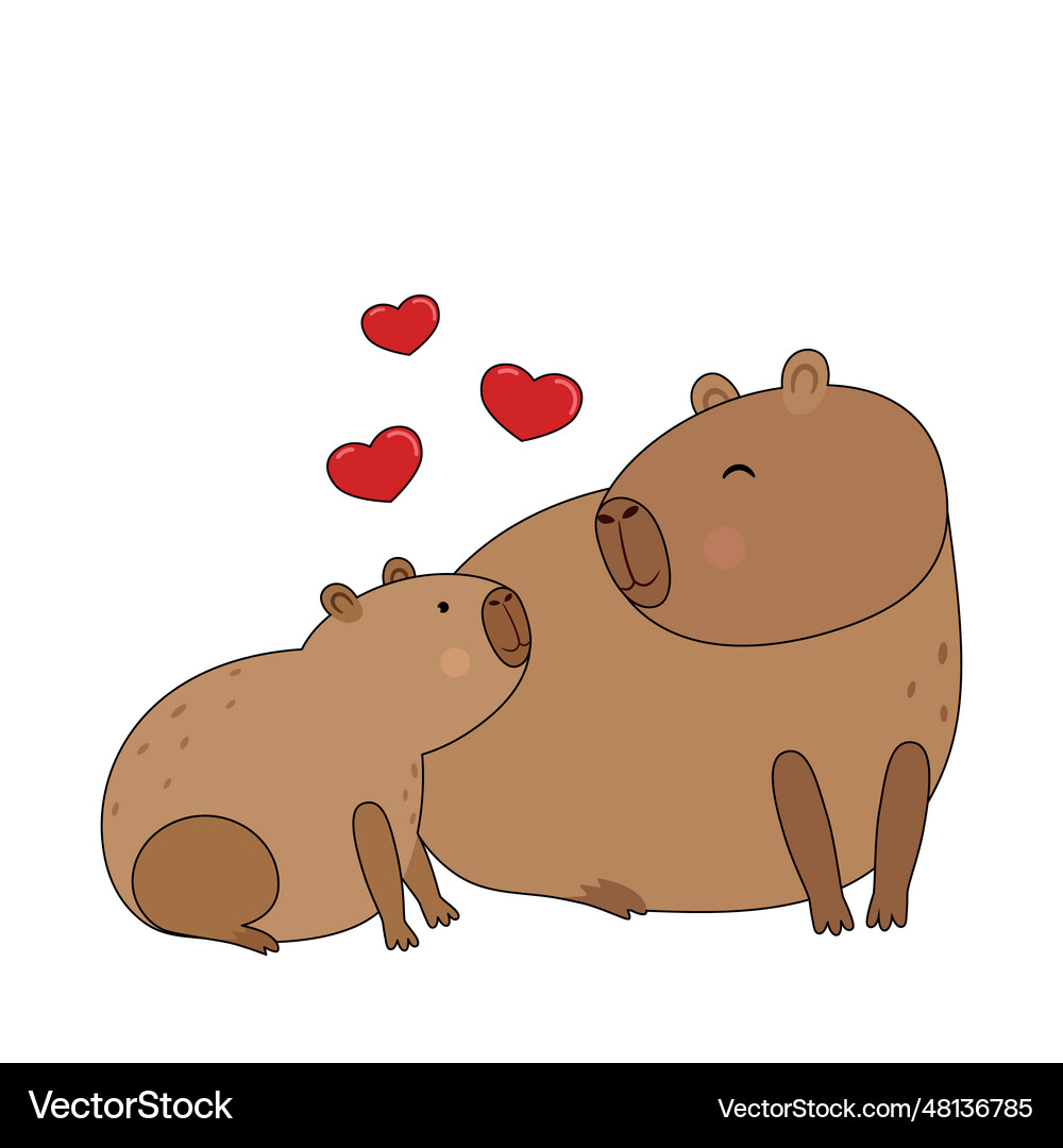 Print design cute with capybara Royalty Free Vector Image