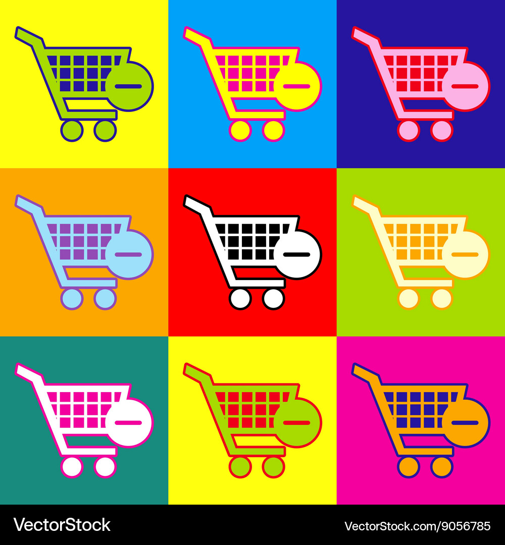Shopping cart remove from cart icon Royalty Free Vector