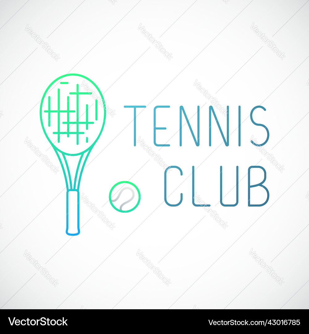 Tennis emblem template racket with a ball Vector Image