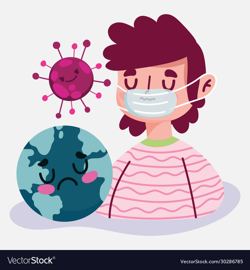 Virus covid19 19 pandemic sick world and man Vector Image