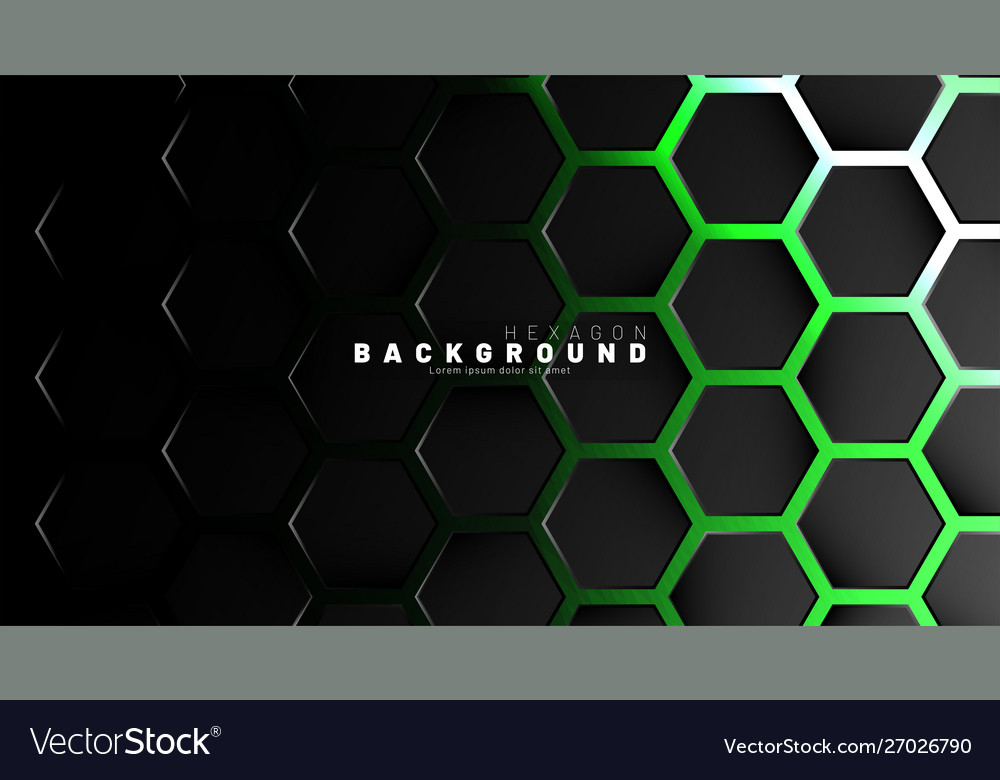 Abstract black hexagon pattern on green neon Vector Image